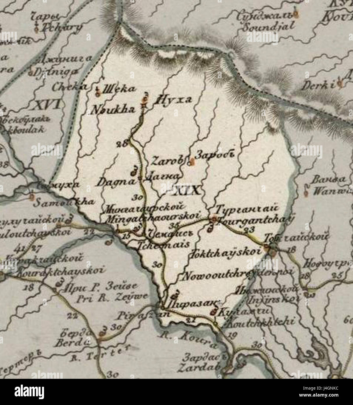 This map from 1823 depicts the Sheki Khanate, a historical state in the ...
