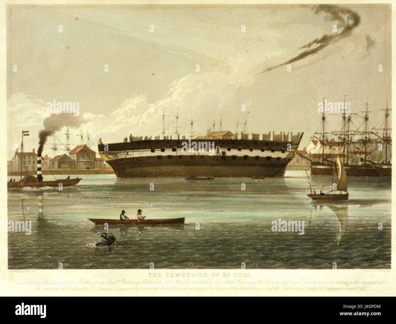 'Temeraire at Rotherhithe' is a historical painting depicting the ship ...