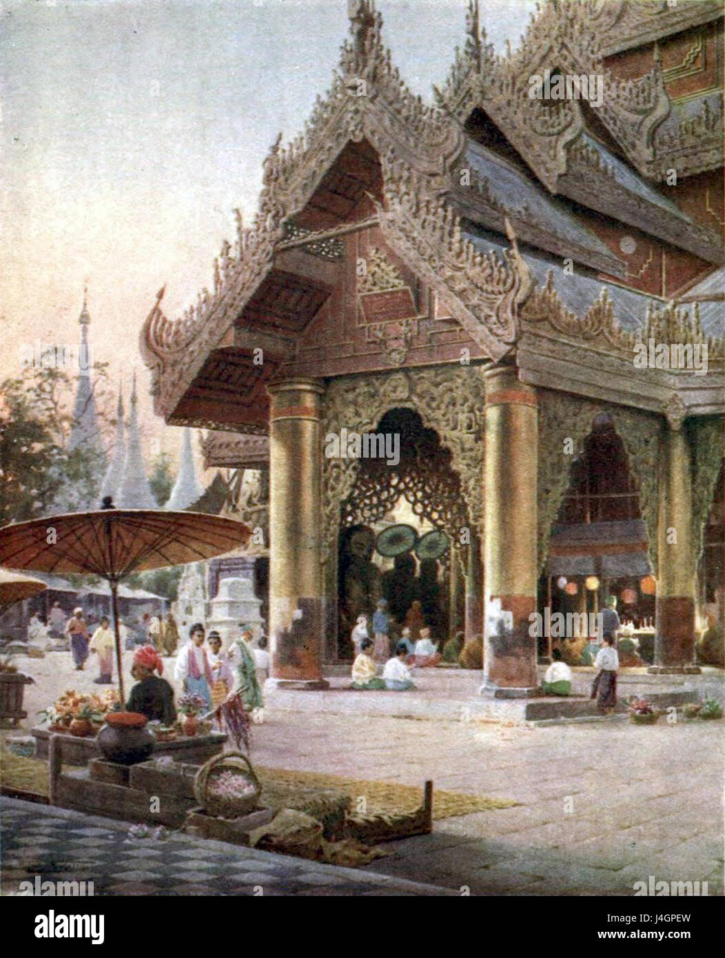 Shrine on the platform of the Shwe Dagon Pagoda Stock Photo - Alamy