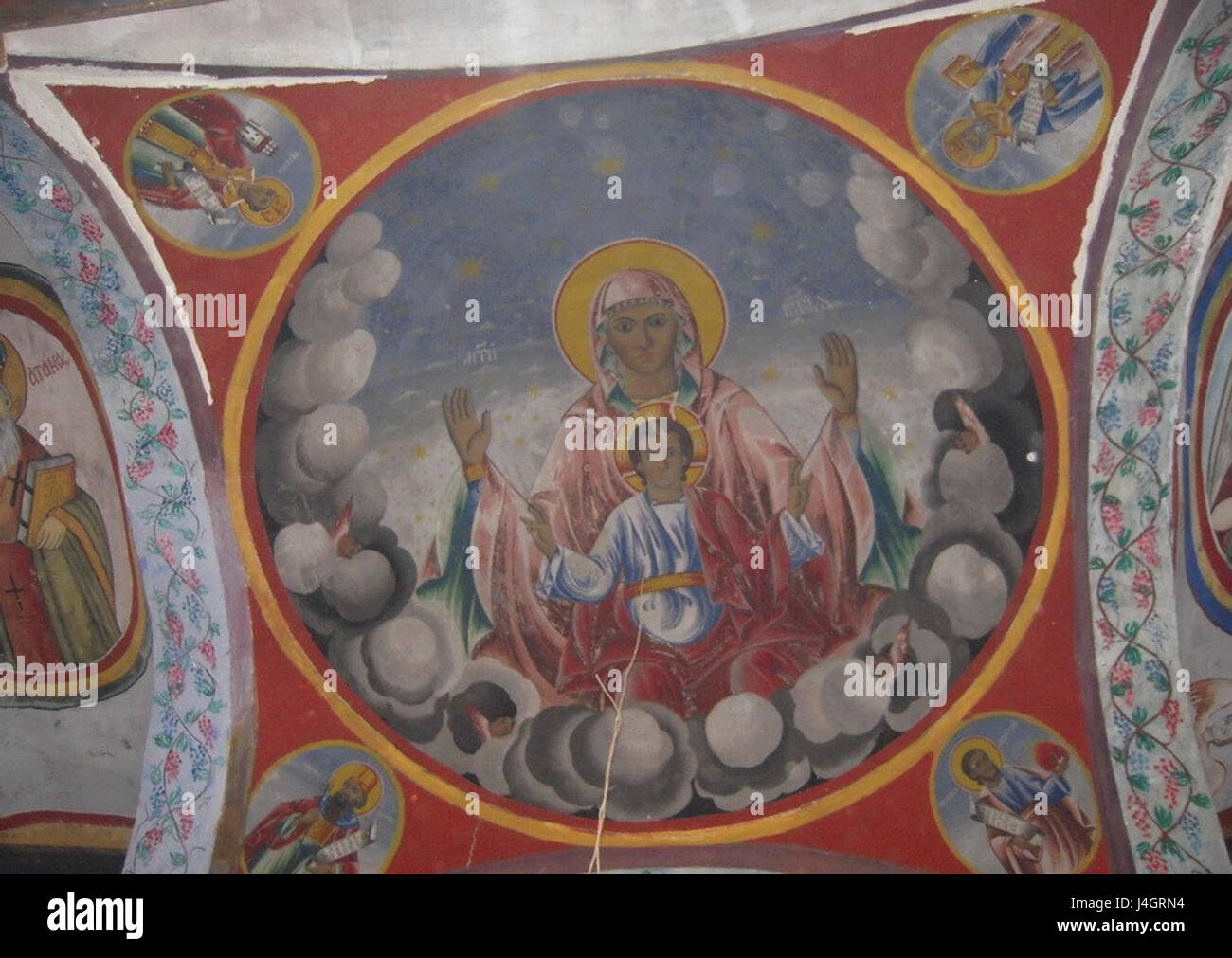 A depiction of a fresco from St. Nicholas Church in Golem Radobil ...
