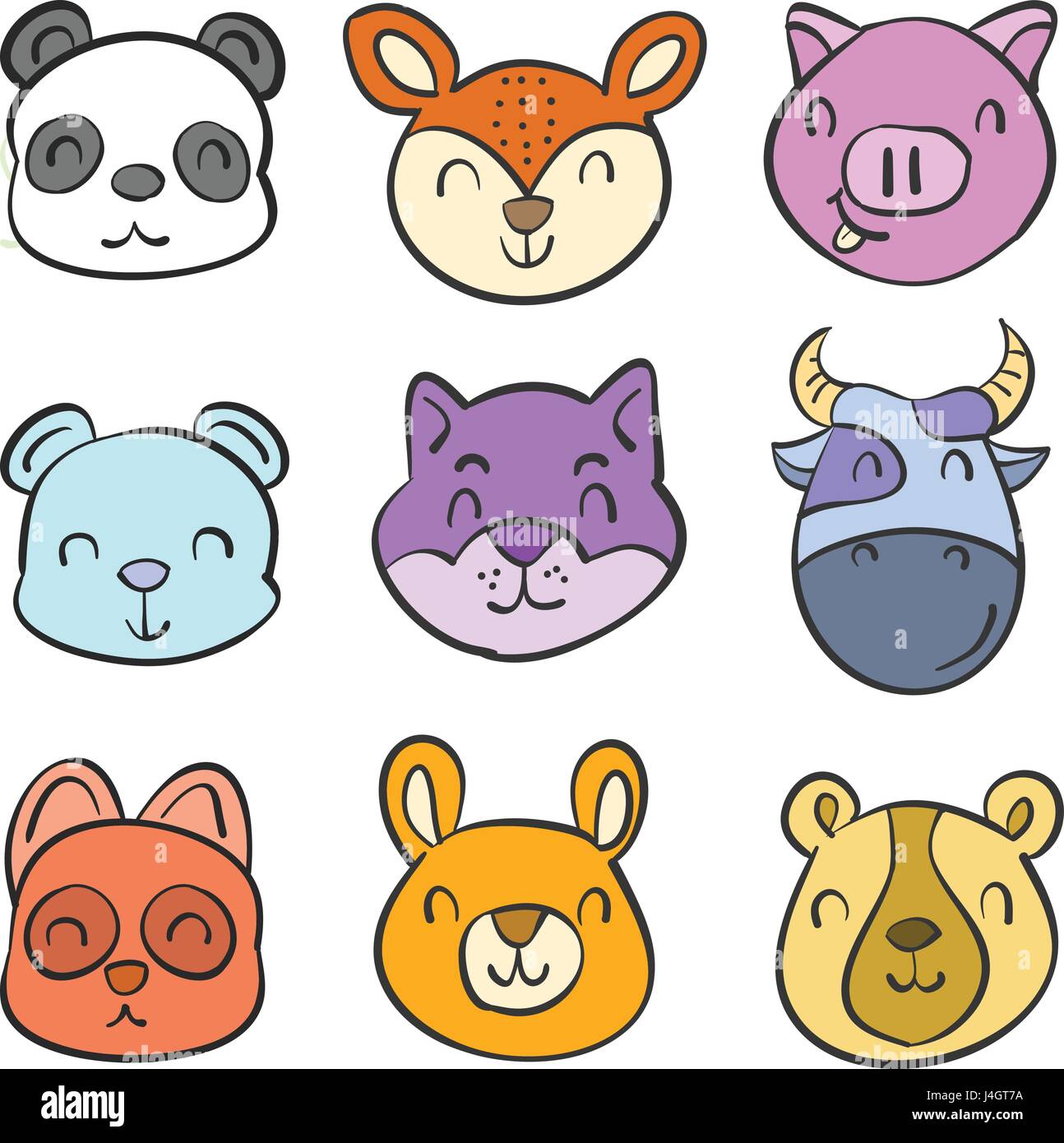 Doodle of animal head hand draw colorful Stock Vector Image & Art - Alamy