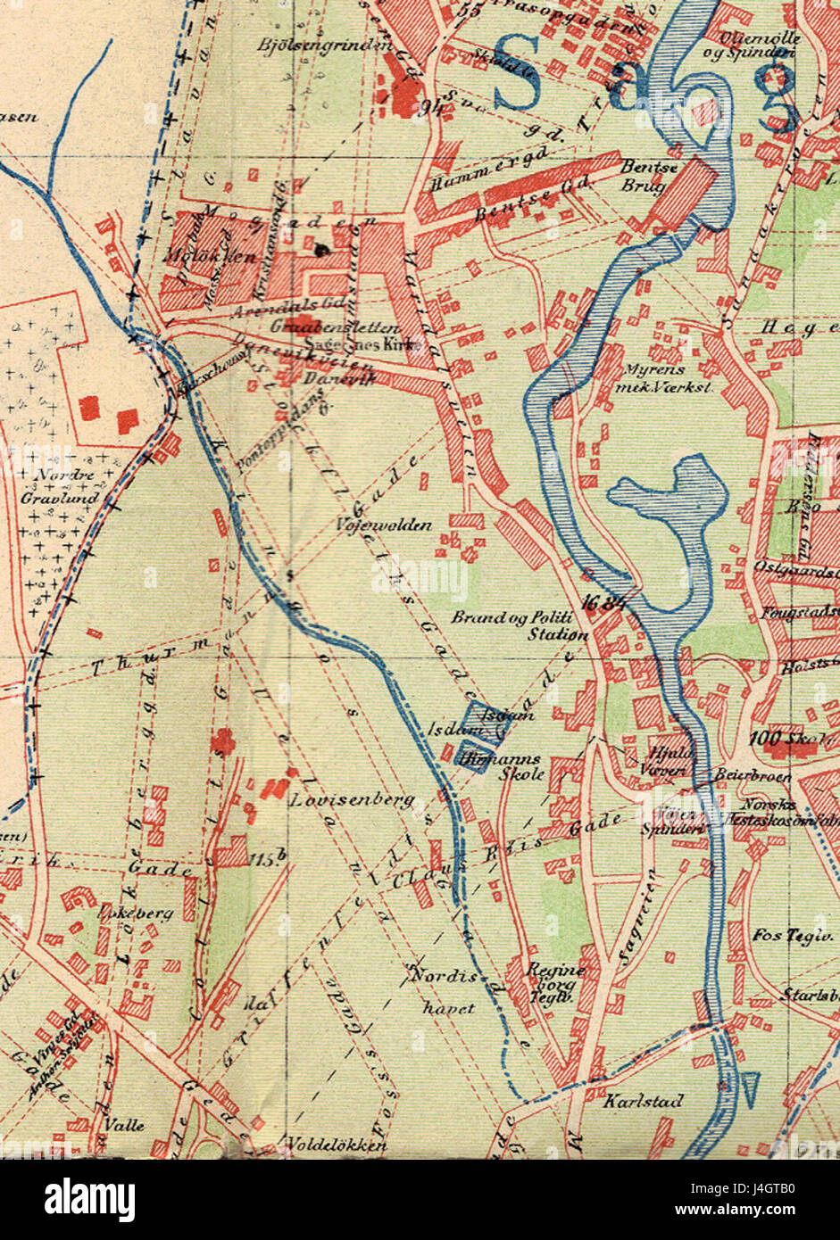 The Sagene map from 1900 is a historical map depicting the layout and ...