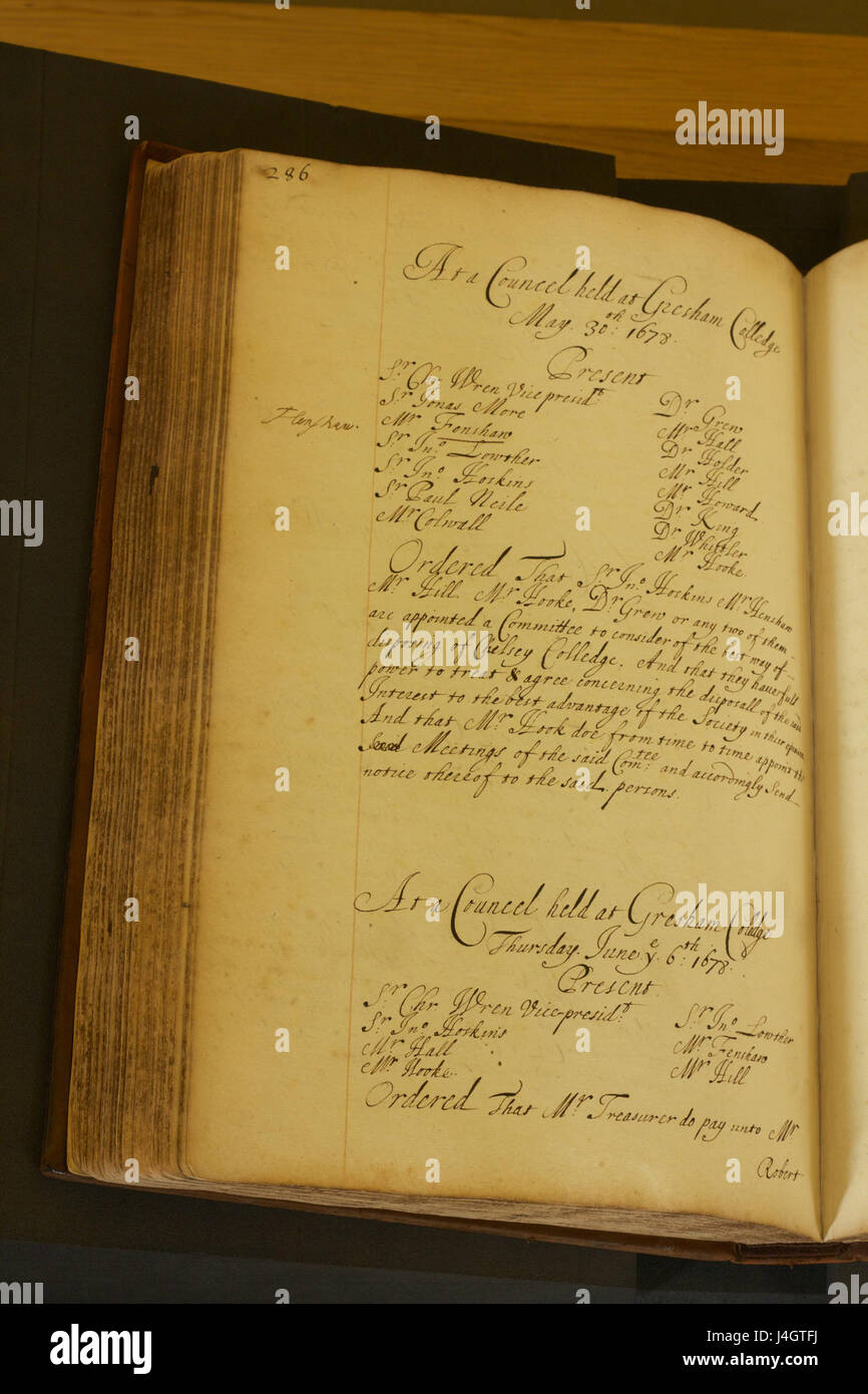 Royal Society Council Minutes of the Royal Society 2 Stock Photo - Alamy