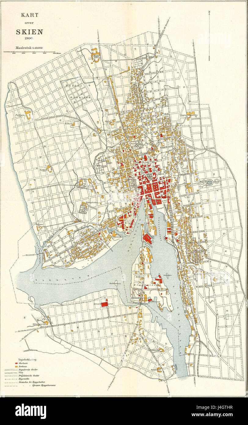 Skien map 1900 Stock Photo - Alamy
