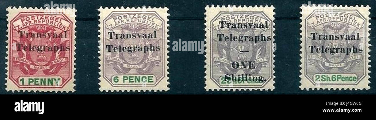Telegraph stamps issued in Transvaal, a historical region in South ...