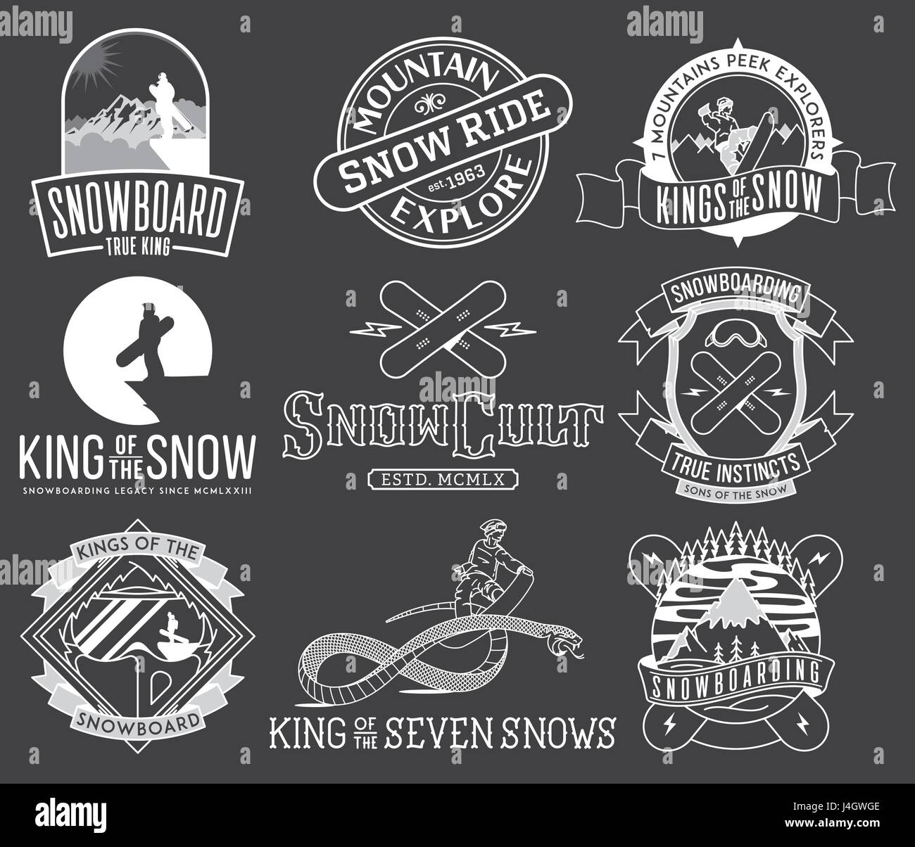 Vector snowboarding bundle of badges and icons for any use Stock Vector ...