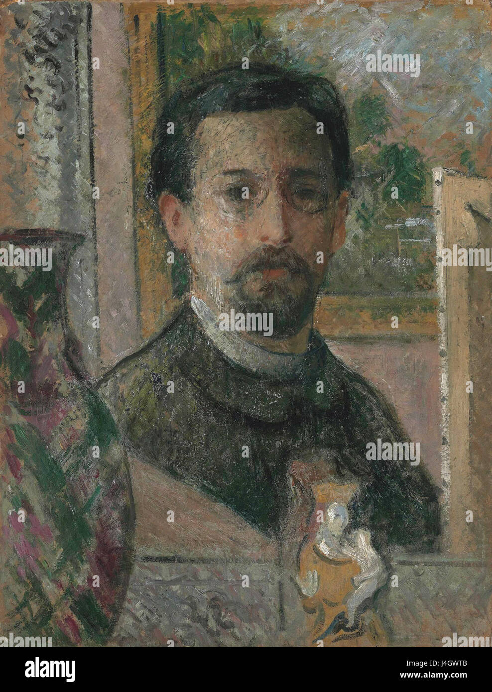 Self Portrait with Statuette by Gustave Loiseau is an artwork where the ...