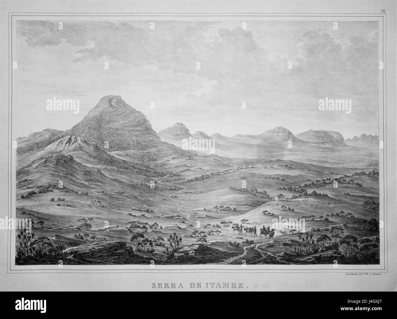 An illustration from Johann Baptist von Spix's 'Reiseatlas', depicting ...
