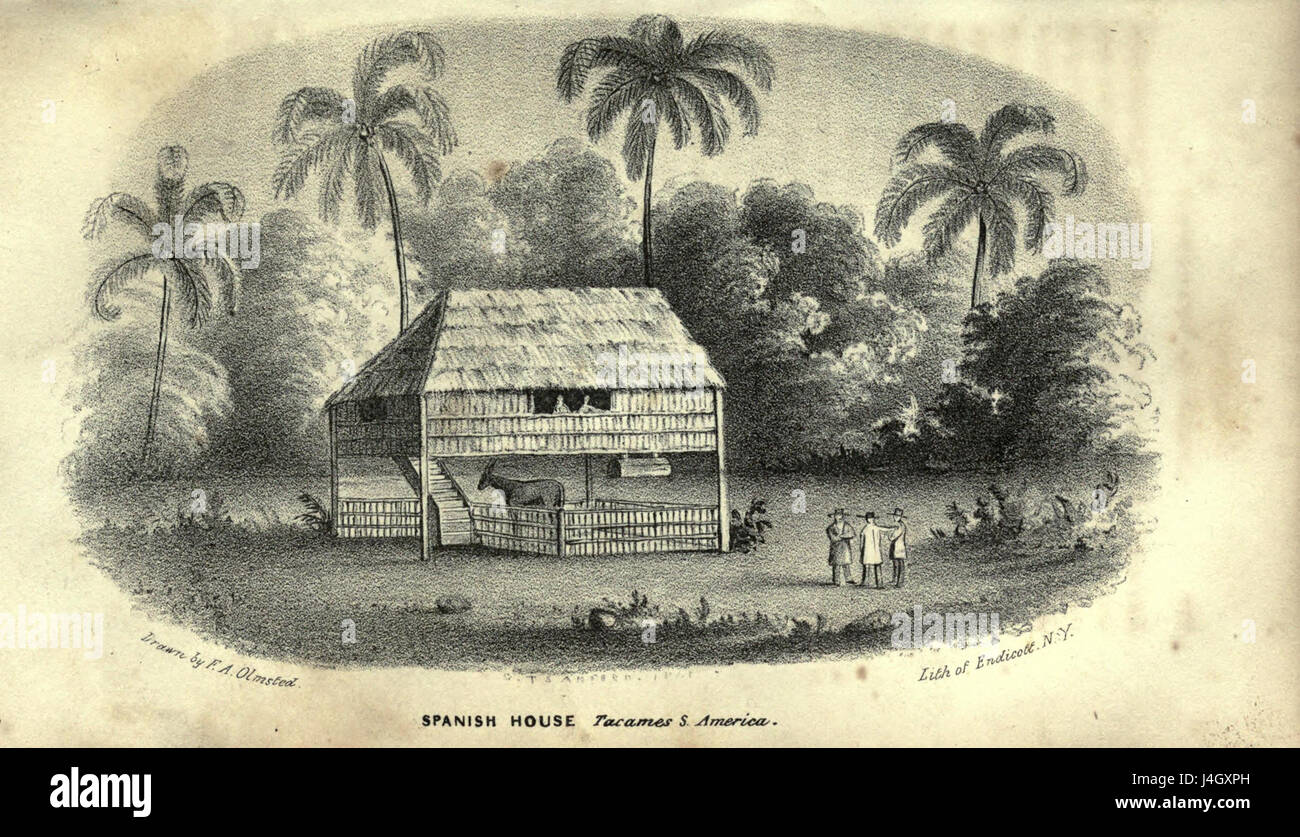 This sketch by F.A. Olmstead from 1841 captures the architectural style ...