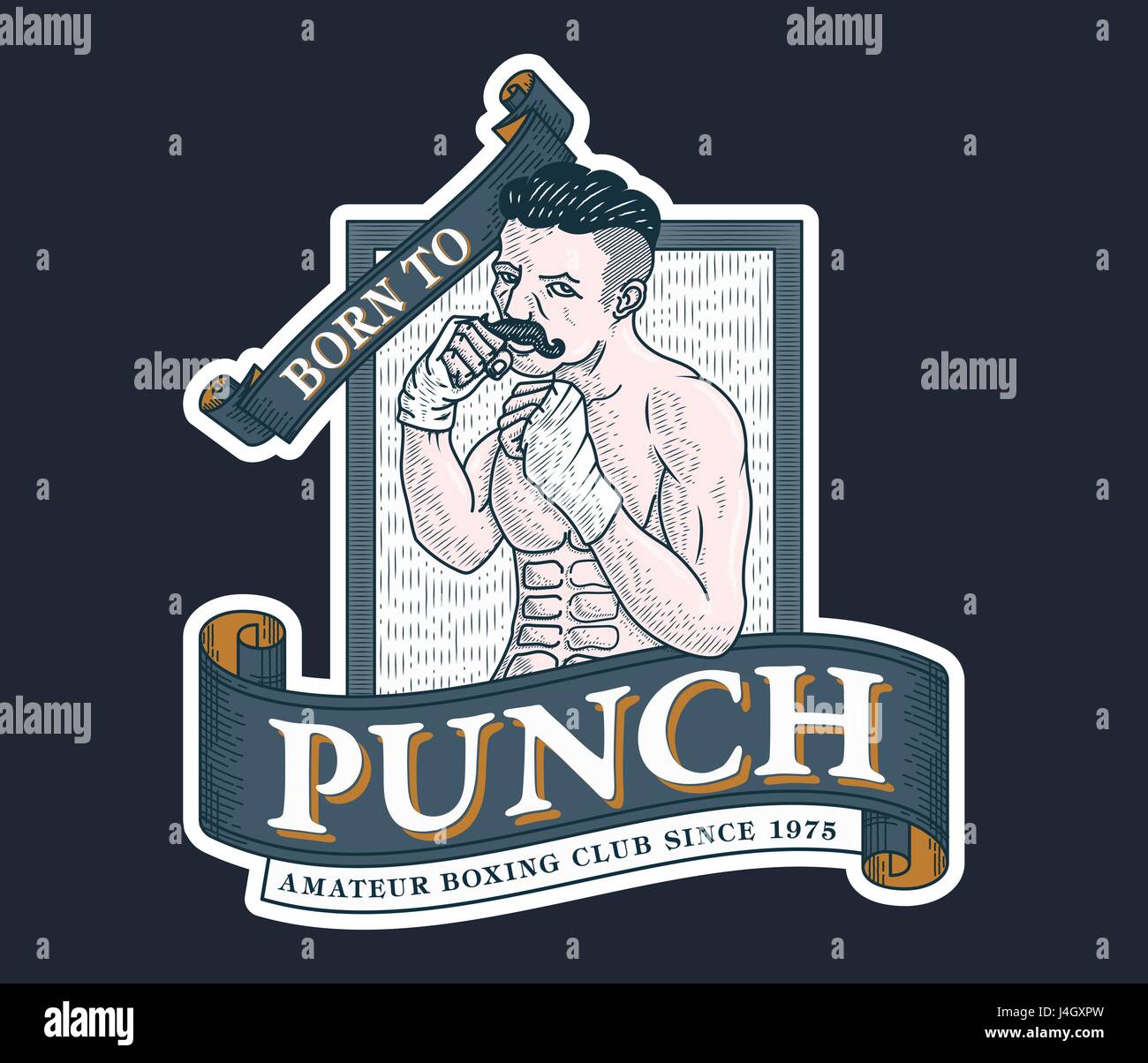 Vintage boxer portrait Stock Vector Images - Alamy