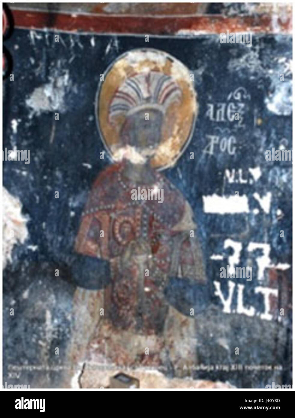 The fresco of Saint Alexander in Saint Mary Church in Tuminets depicts ...