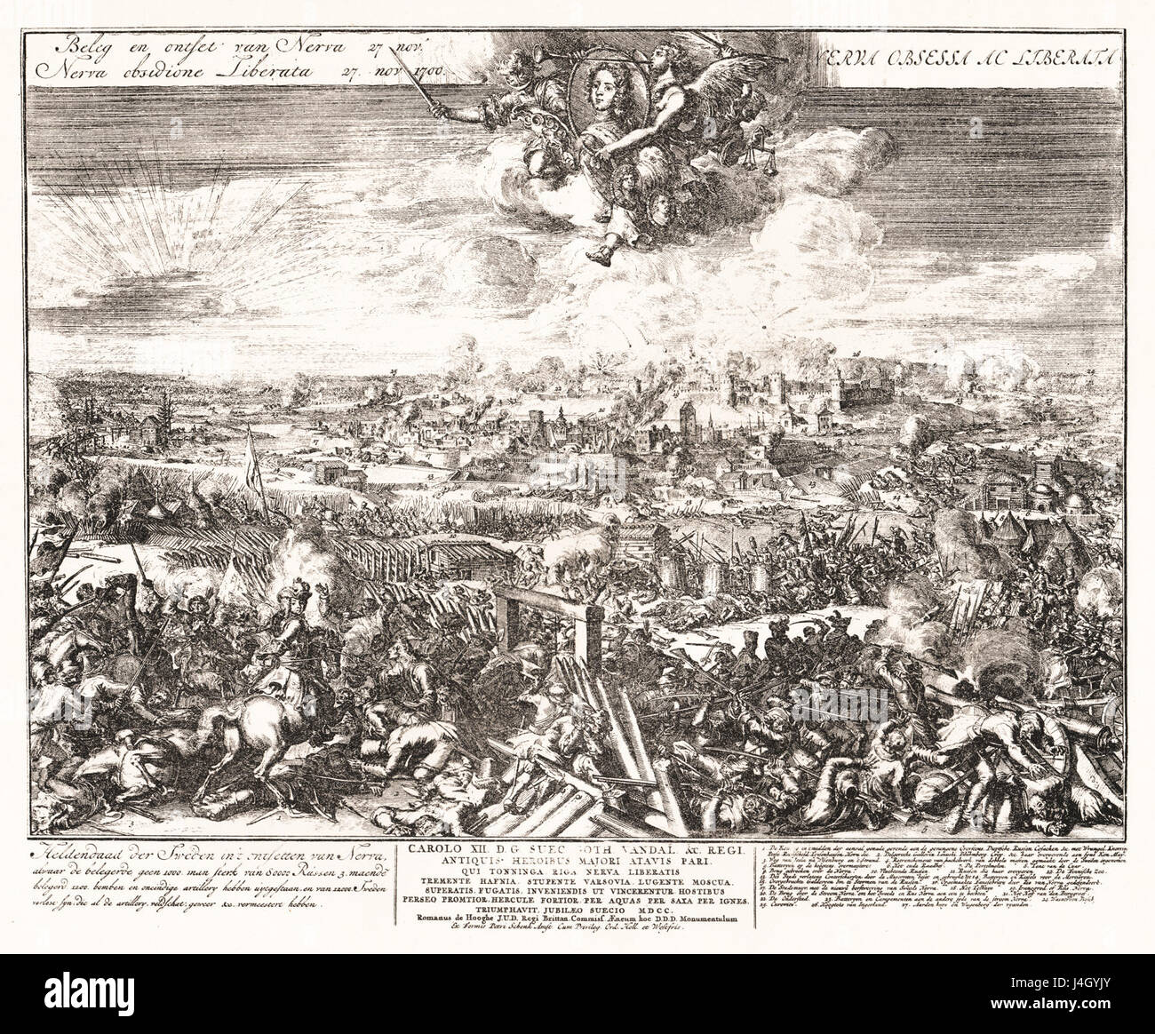 A historical depiction of the Battle of Narva in 1700, a significant ...