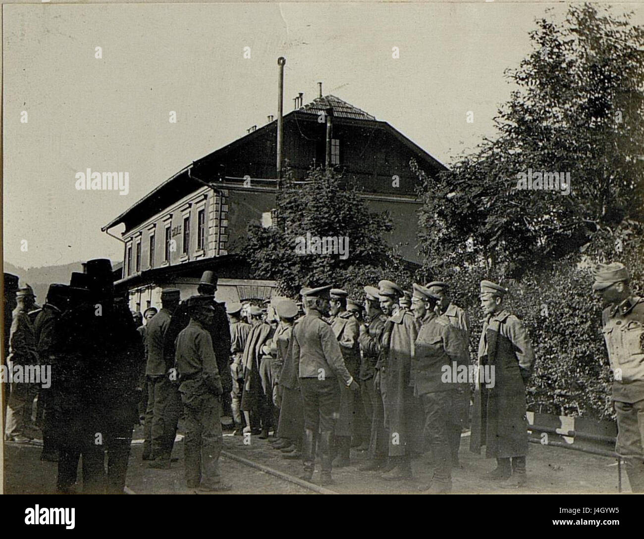 This historical photograph depicts Russian prisoners in Skole, Galicia ...