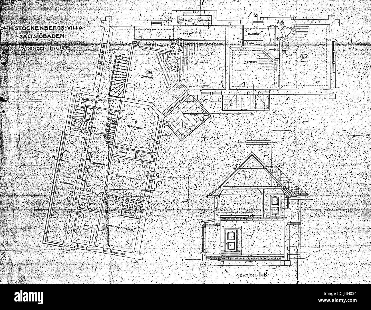 Stockenbergs villa ritning 1 tr Stock Photo - Alamy