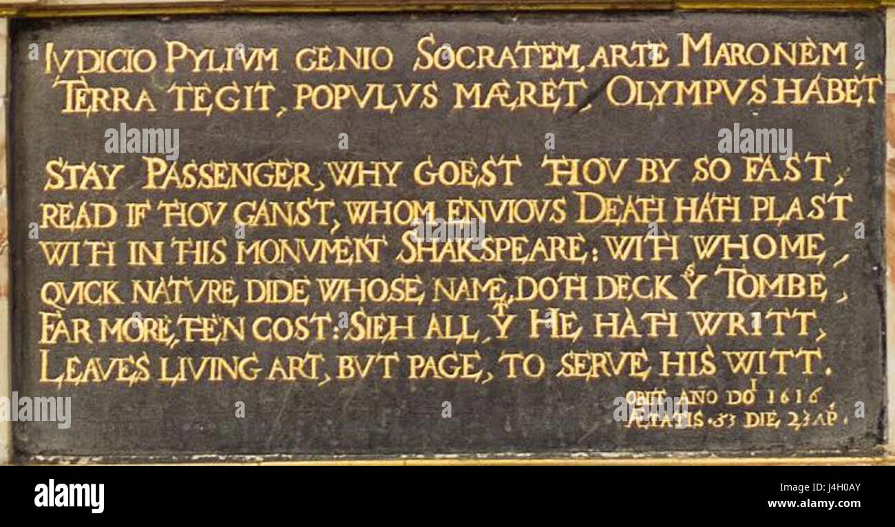 This plaque commemorates the legacy of William Shakespeare, the ...
