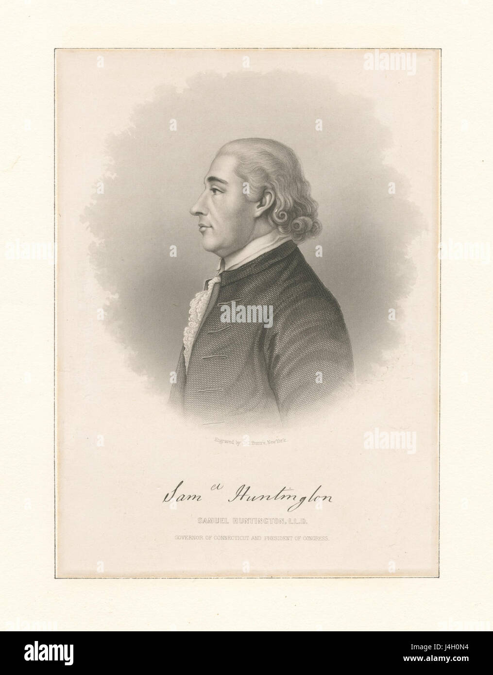 A portrait or reference to Samuel Huntington, a key figure in early ...