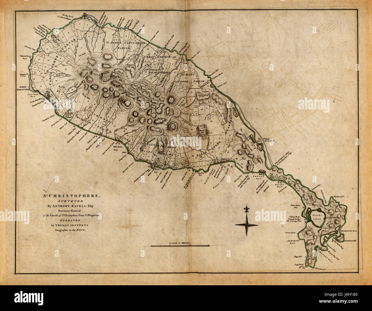 St. Christopher antique map Stock Photo - Alamy