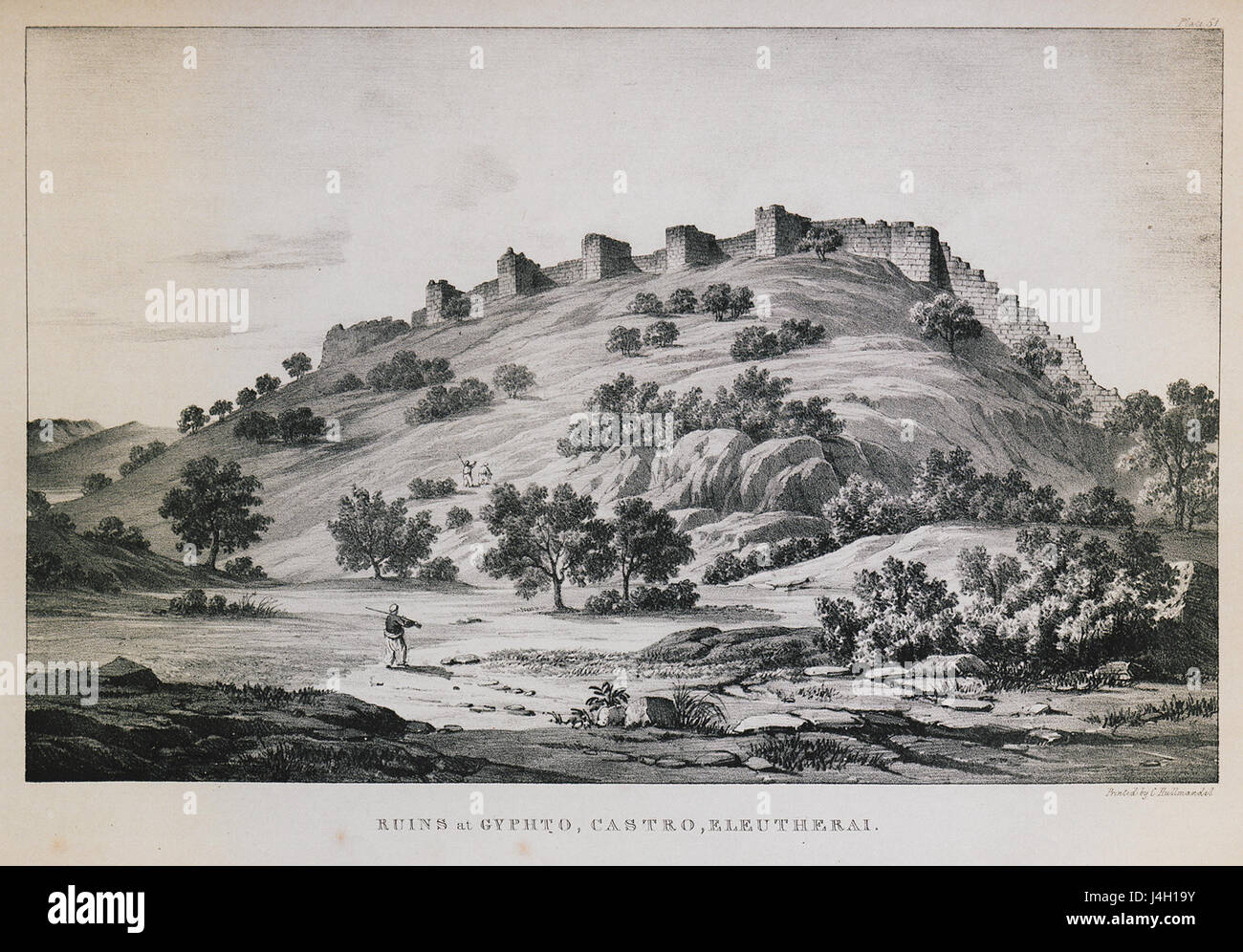 The ruins of Gyphto, as depicted by Edward Dodwell in 1834, are located ...