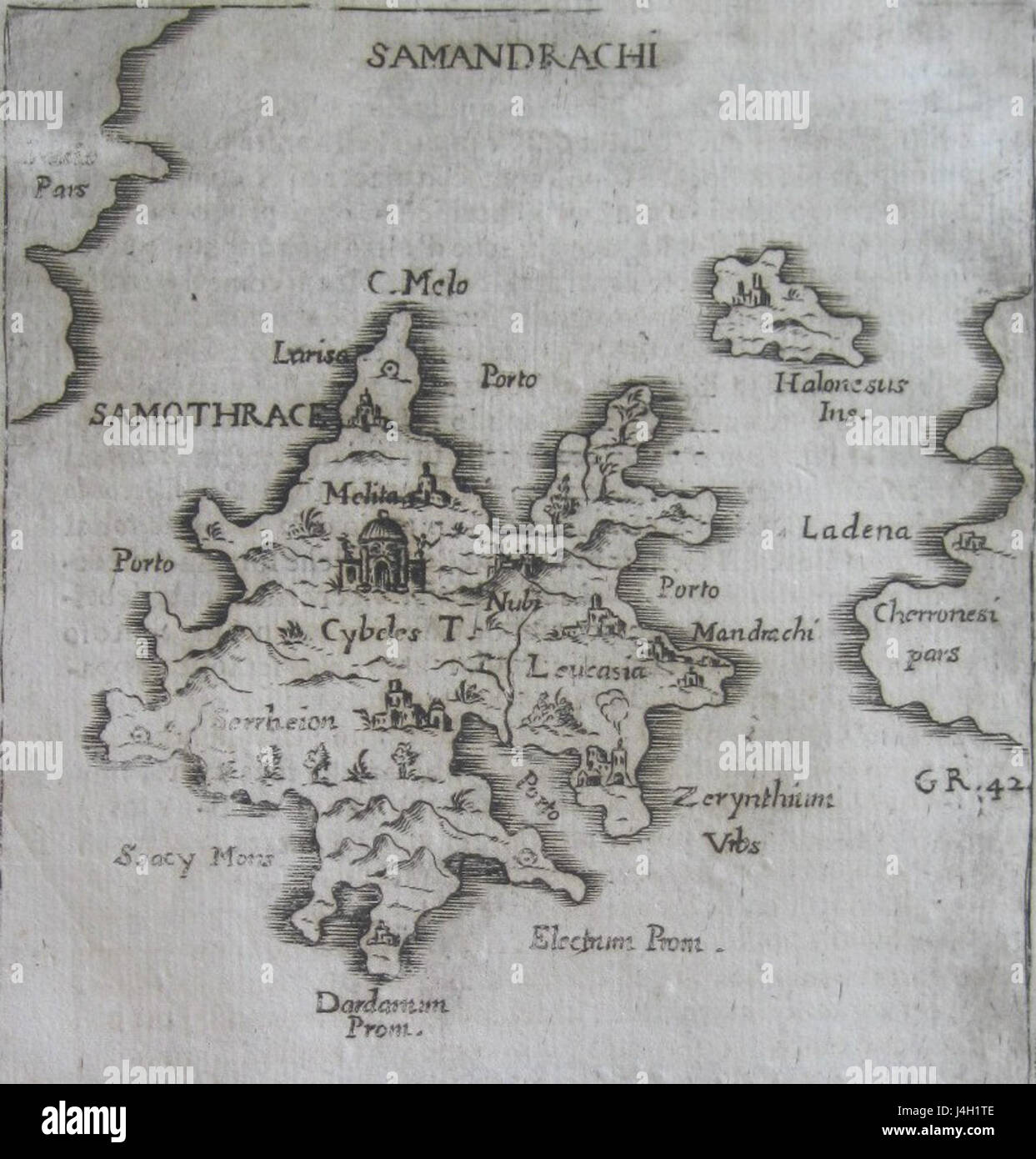 Samothraki Island, located in the northern Aegean Sea, is depicted by ...