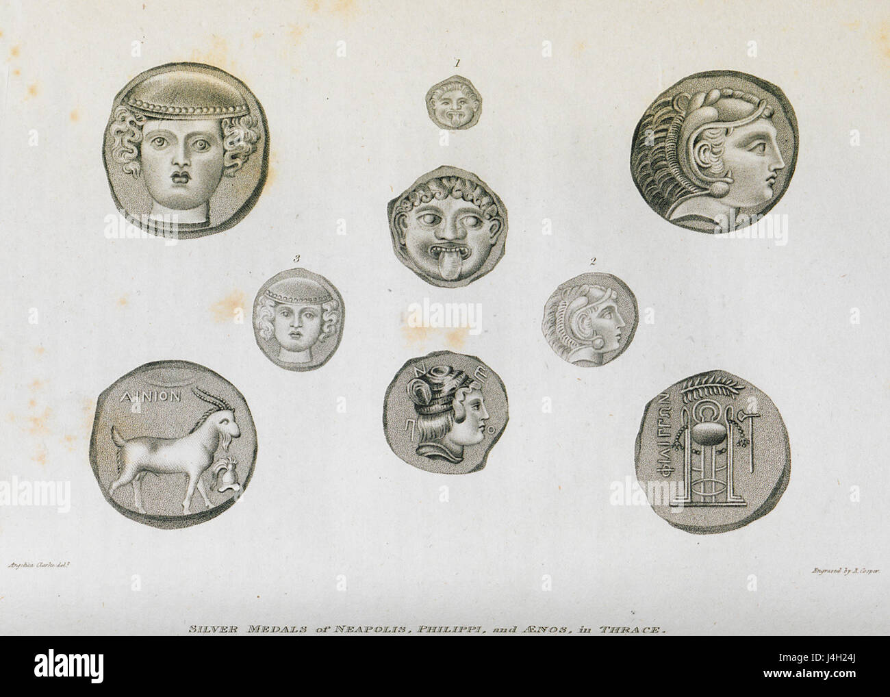A depiction of silver medals from Neapolis, Philippi, and Aenos in ...