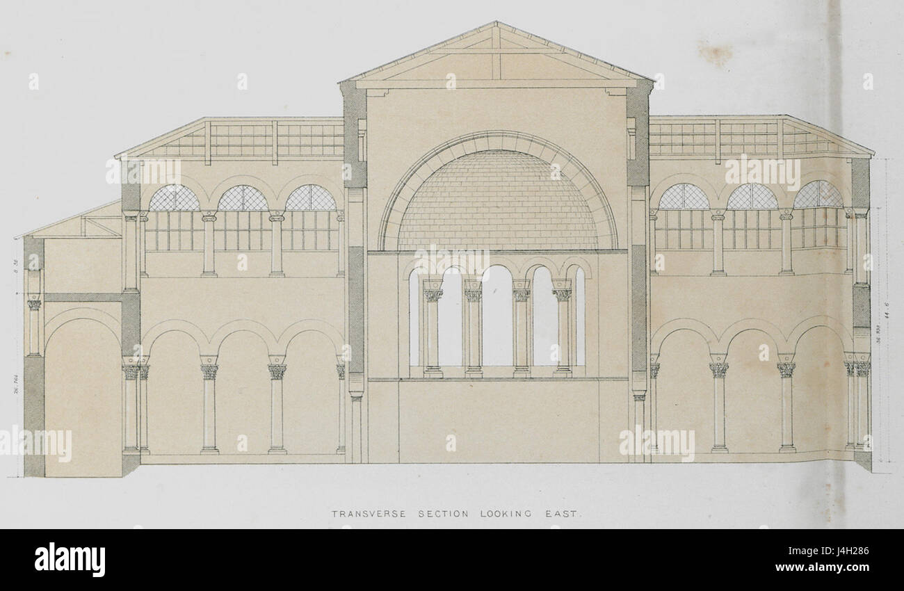 This 1864 drawing by Charles Texier illustrates the transverse section ...