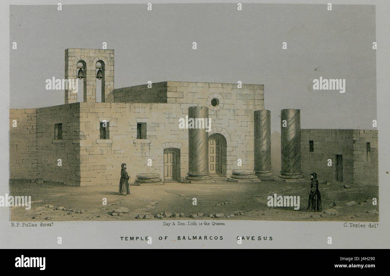The Temple of Balmarcos, depicted by Charles Texier in 1864, is an ...