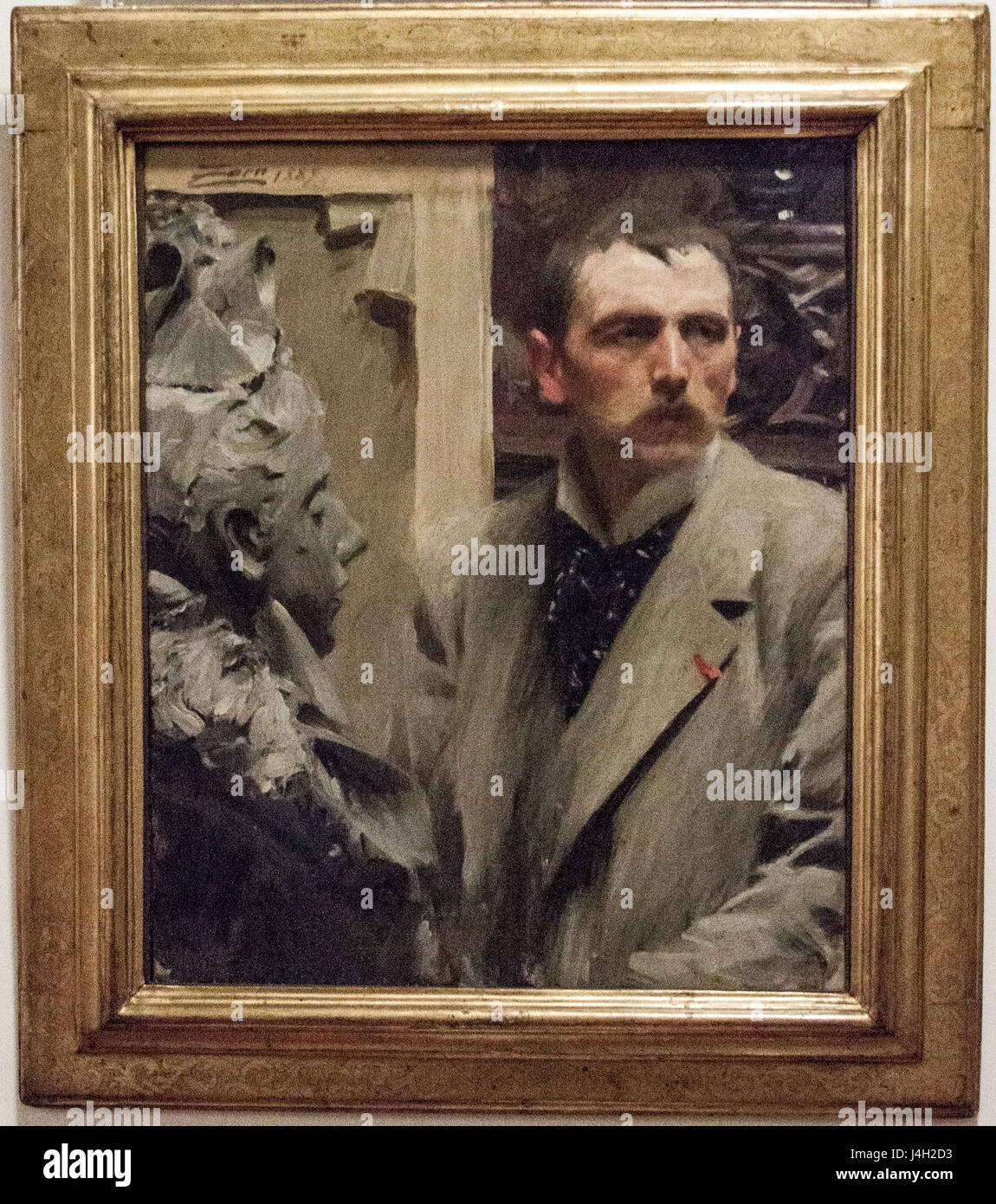 This refers to a self-portrait by Swedish artist Anders Zorn, taken in ...