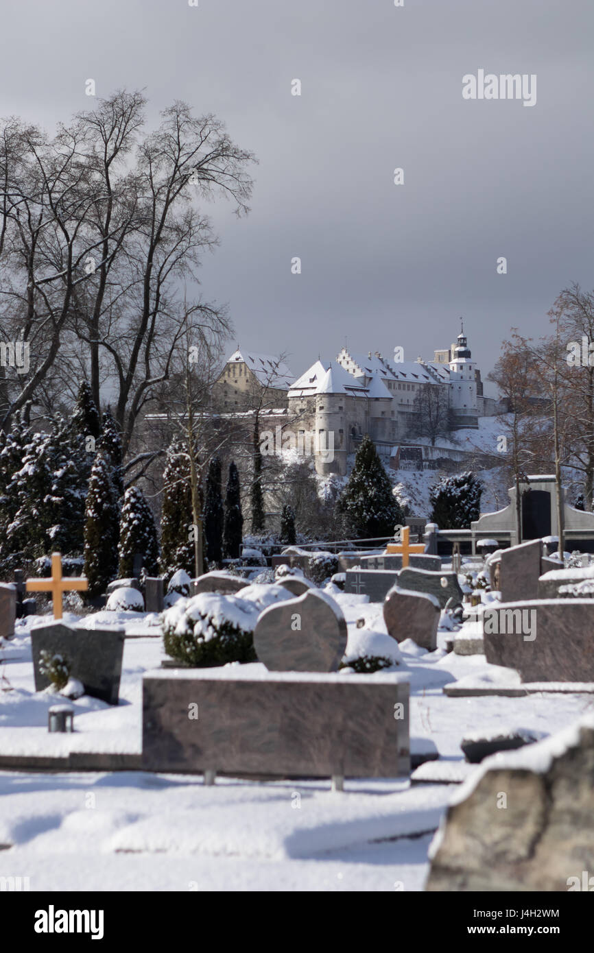 Totenberg cemetery and the Hellenstein castle in Heidenheim an der ...
