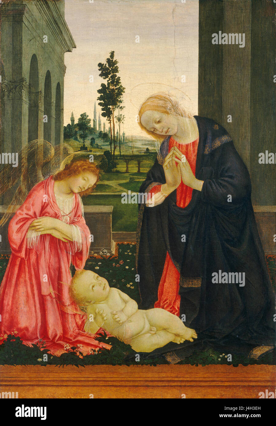 'The Adoration of the Child' is an artwork that depicts the nativity ...