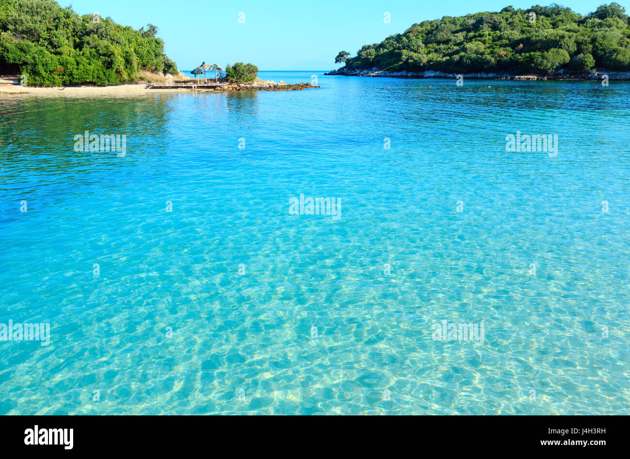 Beautiful Ionian Sea with clear turquoise water and morning summer ...