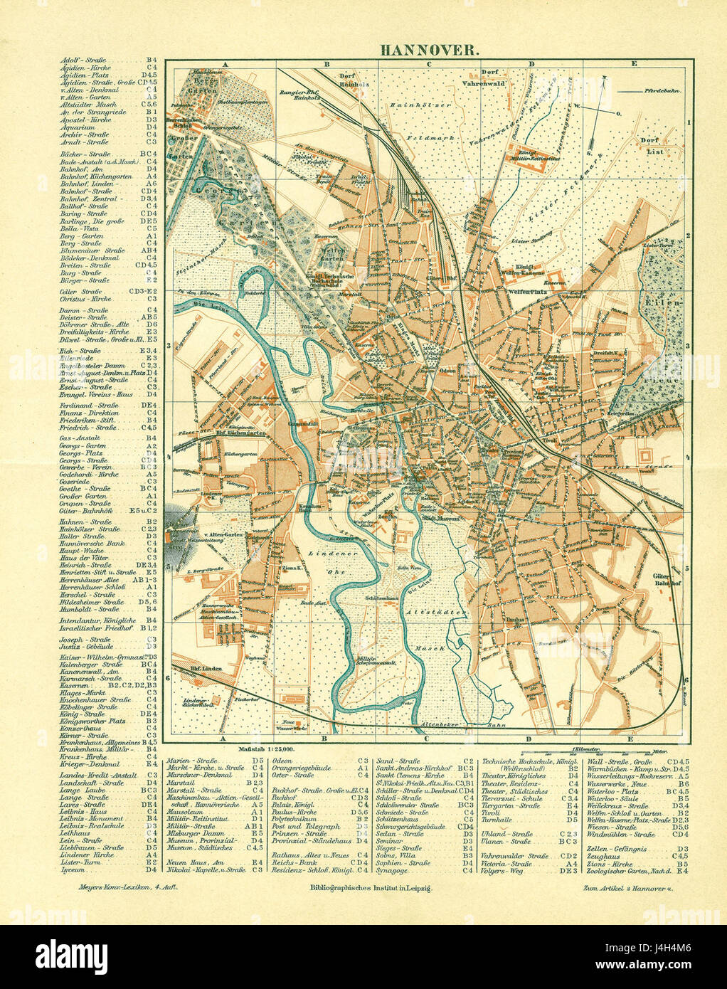 The Stadtplan Hannover 1888 from the 4th edition of Meyers ...