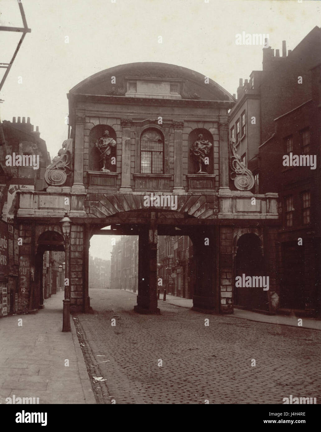 This image depicts Temple Bar in London, a historic monument and ...