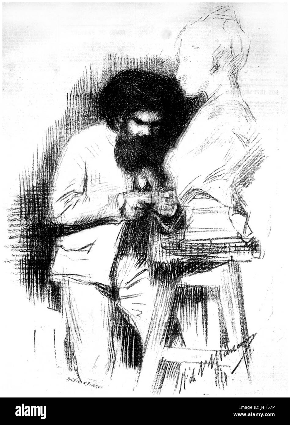 This title likely refers to a lithograph of a drawing by Saint Marceaux ...
