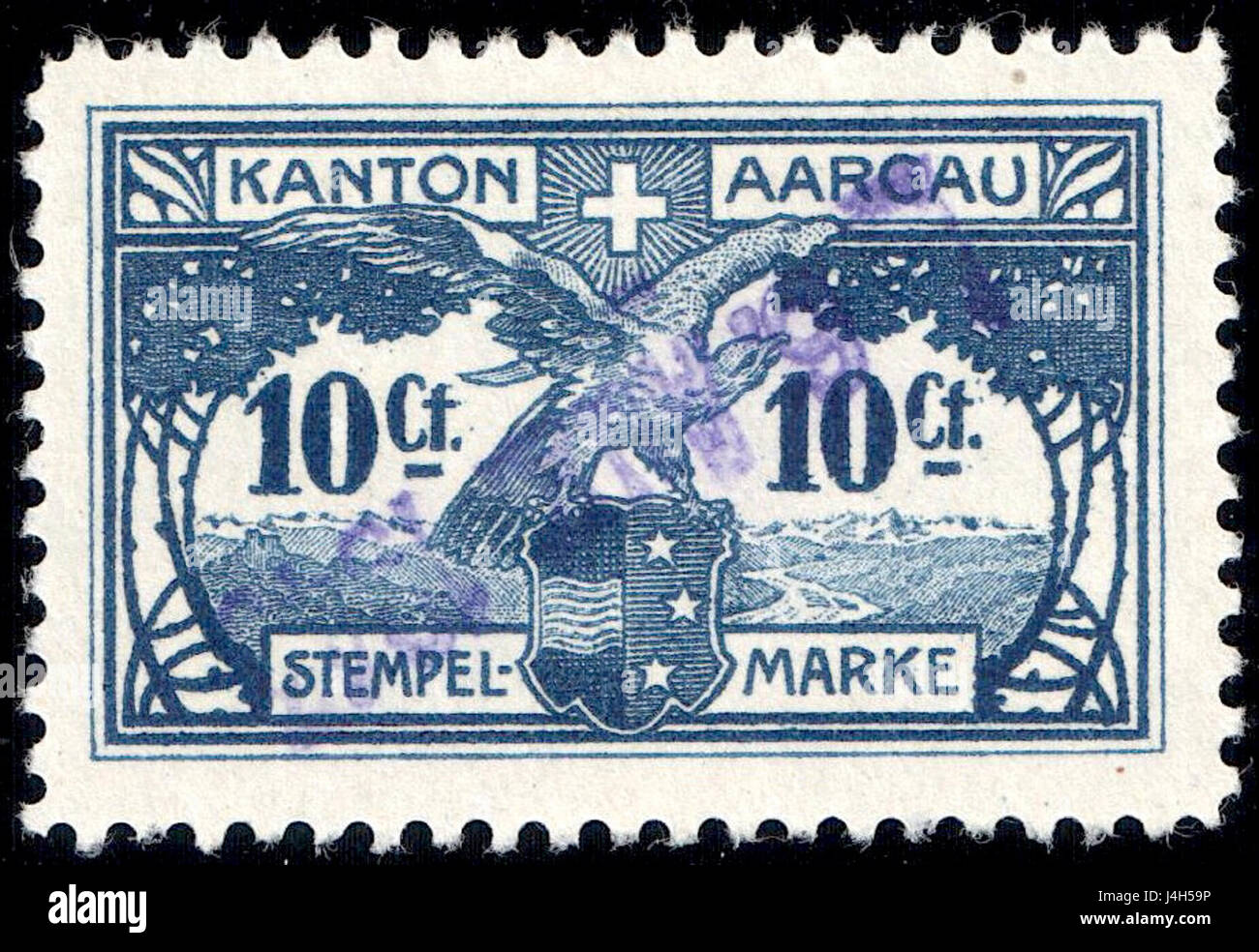 This reference refers to a 1908 Swiss revenue stamp from Aargau ...