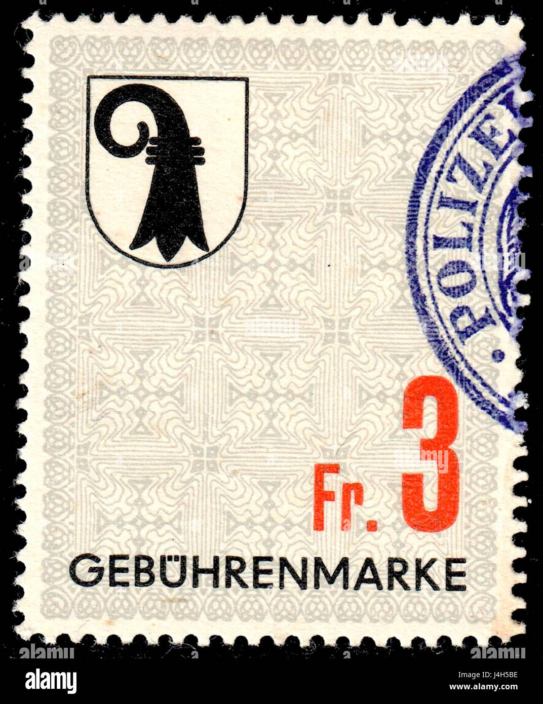 Switzerland Basel 1932 police revenue 3Fr 67 Stock Photo - Alamy