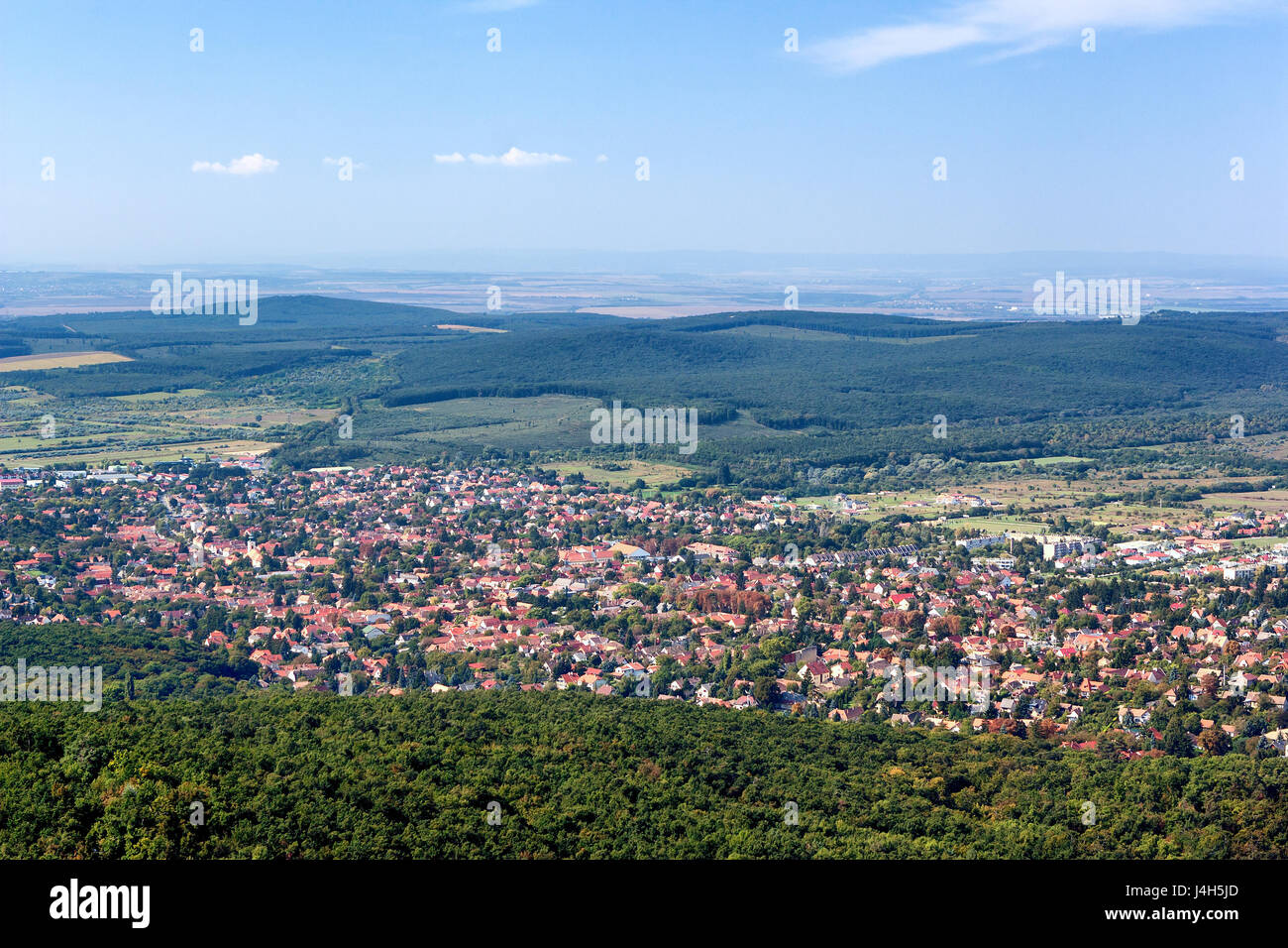 Panoramic, bird's eye view of Budakeszi, Hungary - with lots of copy ...