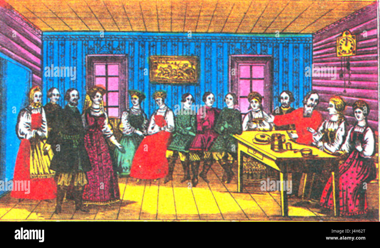 A Russian wedding Lubok is a traditional woodcut print that depicts a ...