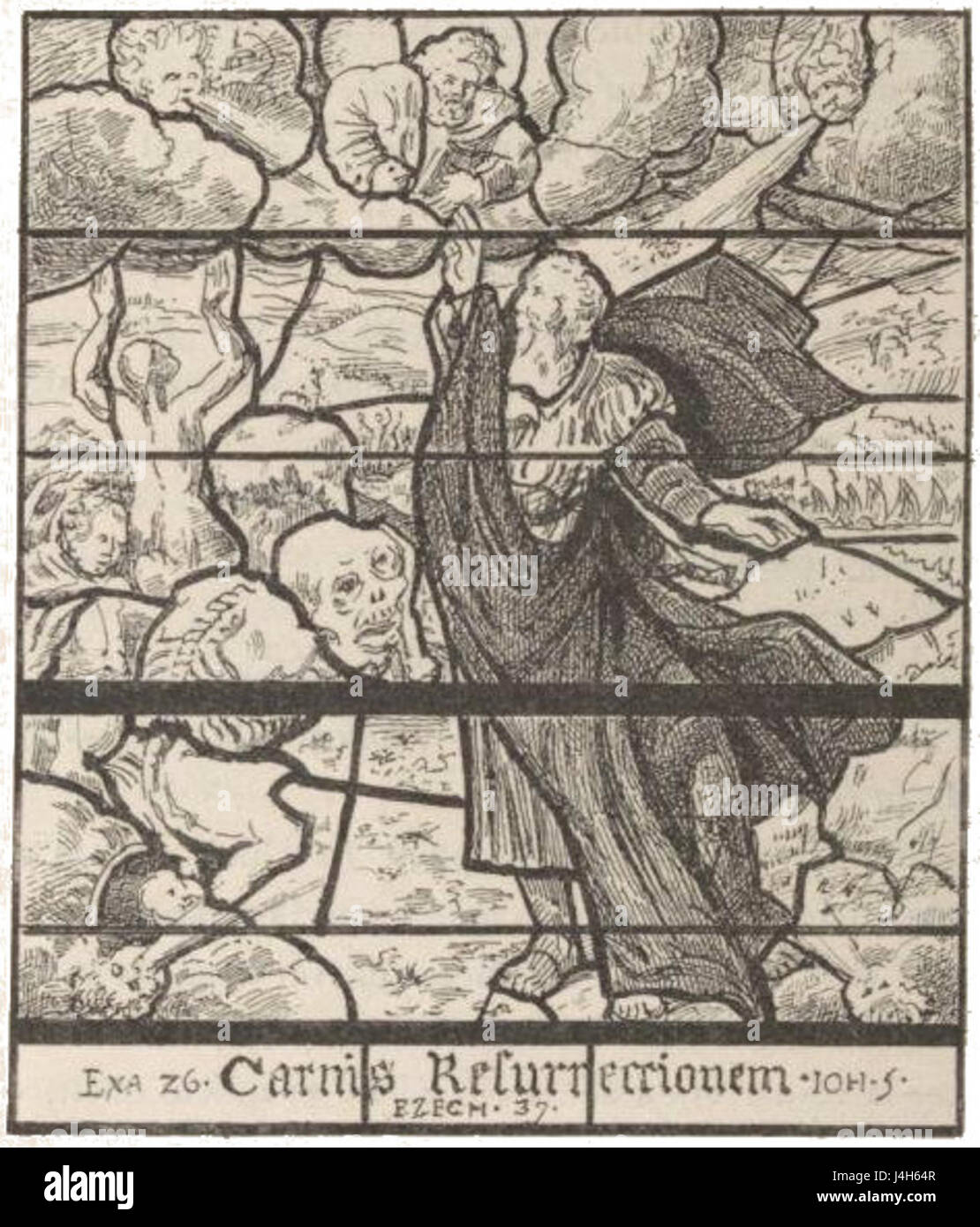 The stained glass window depicting St. Martin and the prophet Ezekiel ...