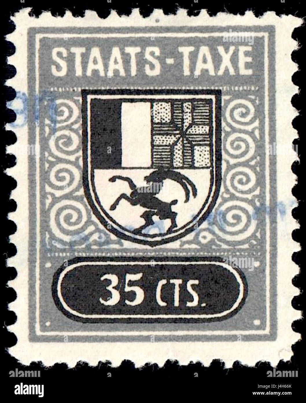 This Swiss stamp, issued in 1944, features an image related to the ...