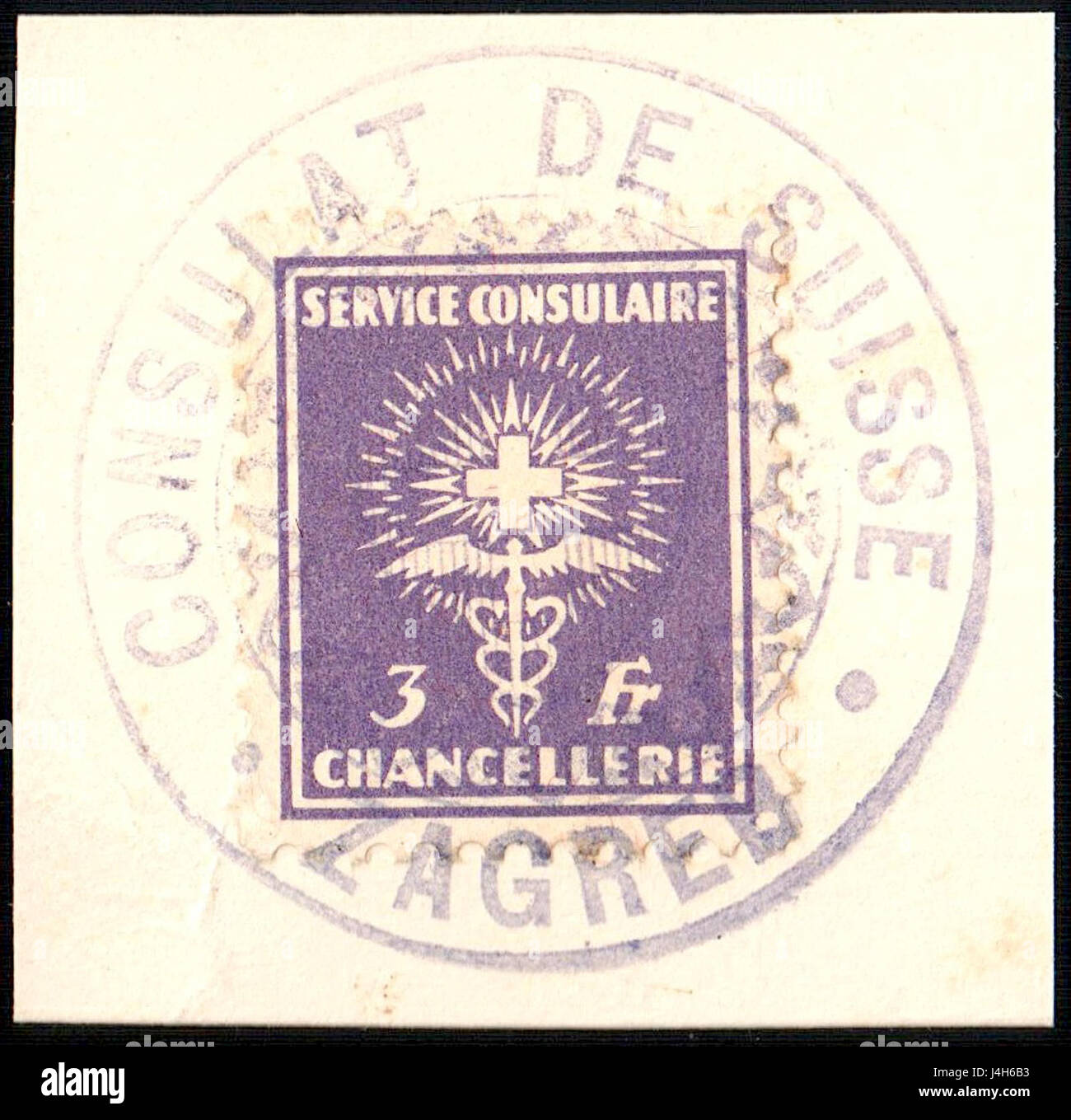 This refers to a Swiss consular revenue stamp from 1920, featuring a 3 ...