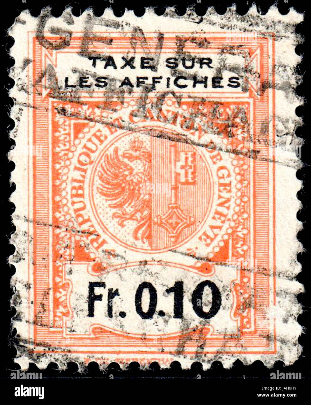 This 1931 Swiss revenue stamp features Geneva and represents a ...