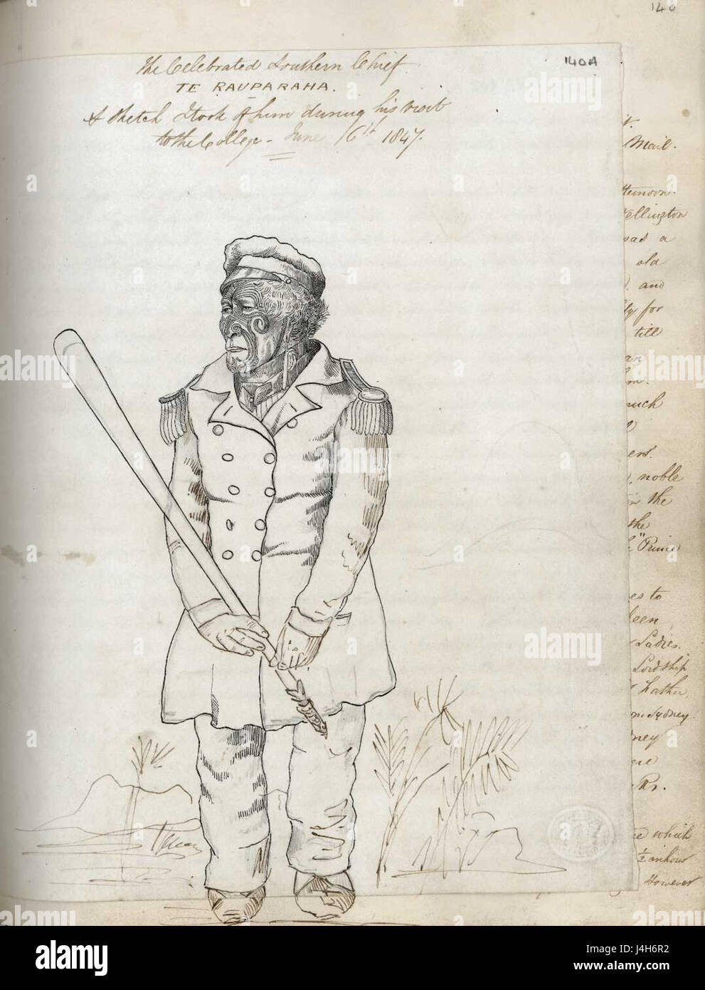 Te Rauparaha, 6 June 1847, sketch by William Bambridge Stock Photo - Alamy