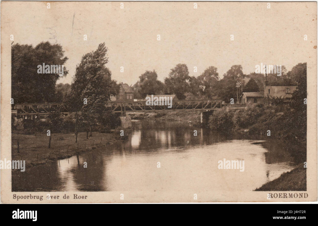 The image shows the railroad bridge over the Roer River in Roermond ...