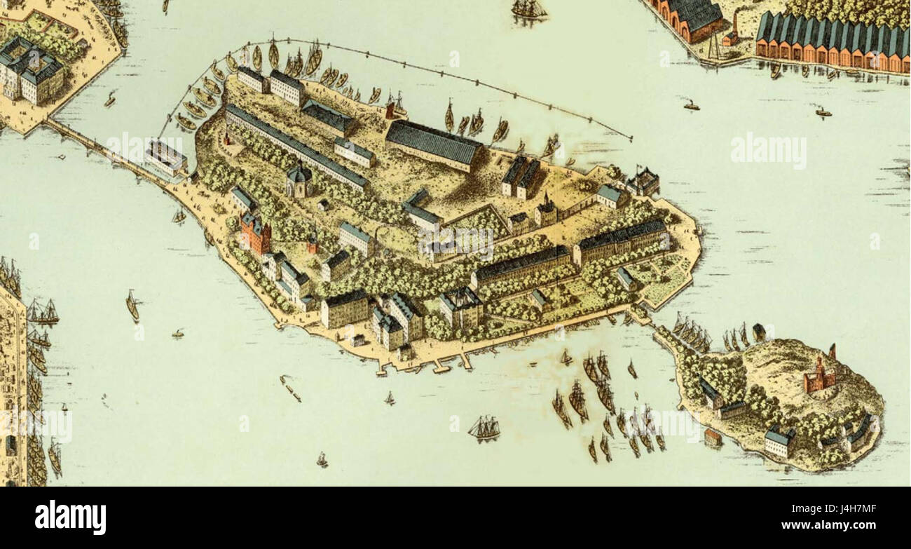 The image from 1870 shows Skeppsholmen and Kastellholmen, two islands ...