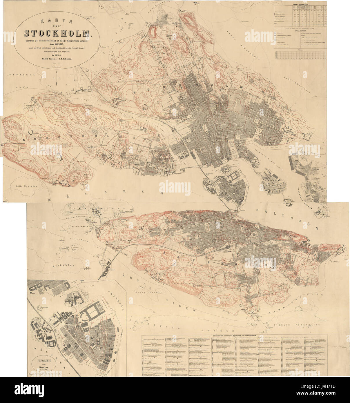 This 1870 map of Stockholm offers a detailed representation of the city ...