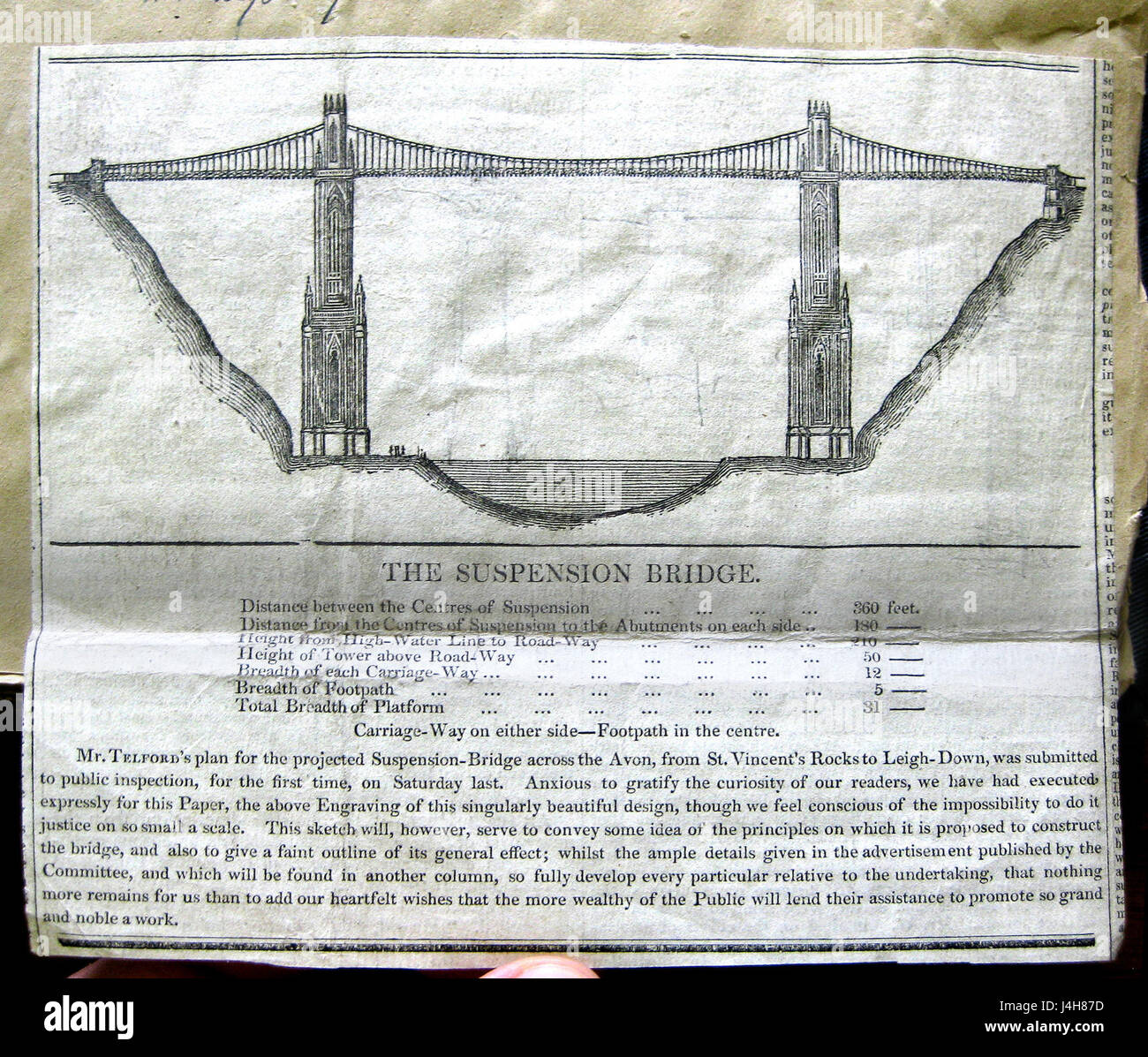 This plan shows the complete design of the Clifton Suspension Bridge in ...