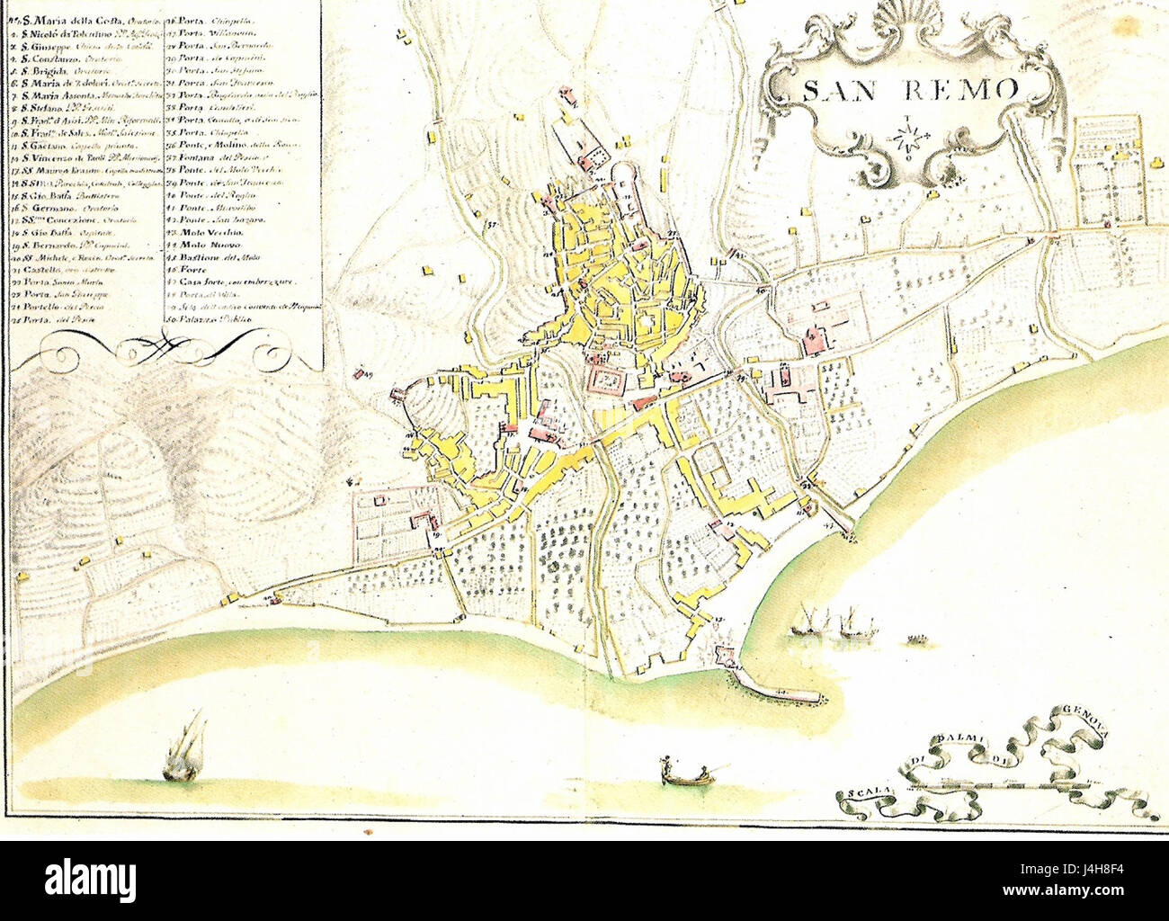 The Sanremo map by Matteo Vinzoni, created in 1773, provides a detailed ...