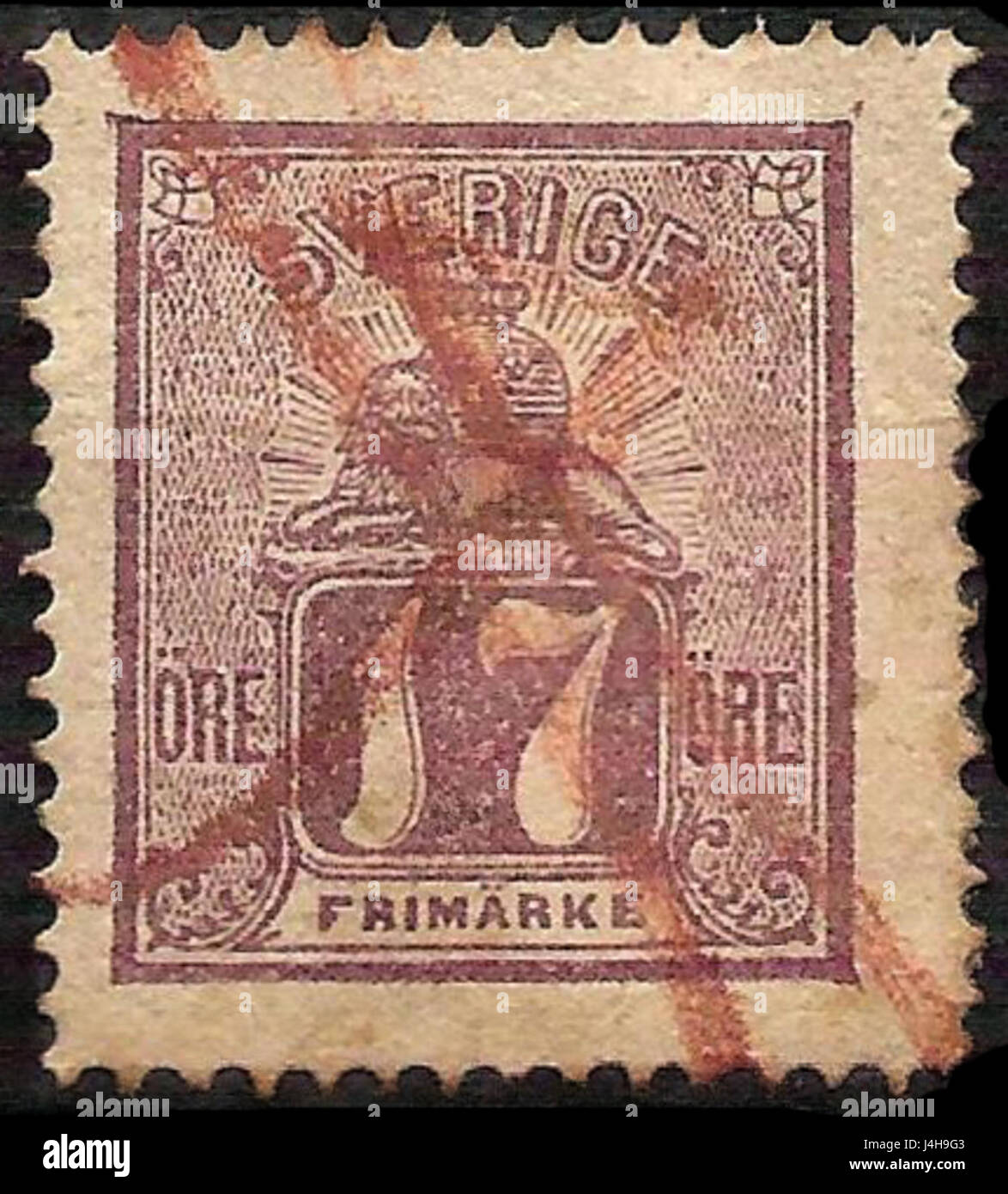 The 1866 Sweden stamp, cataloged as Scott 14, is a valuable collectible ...
