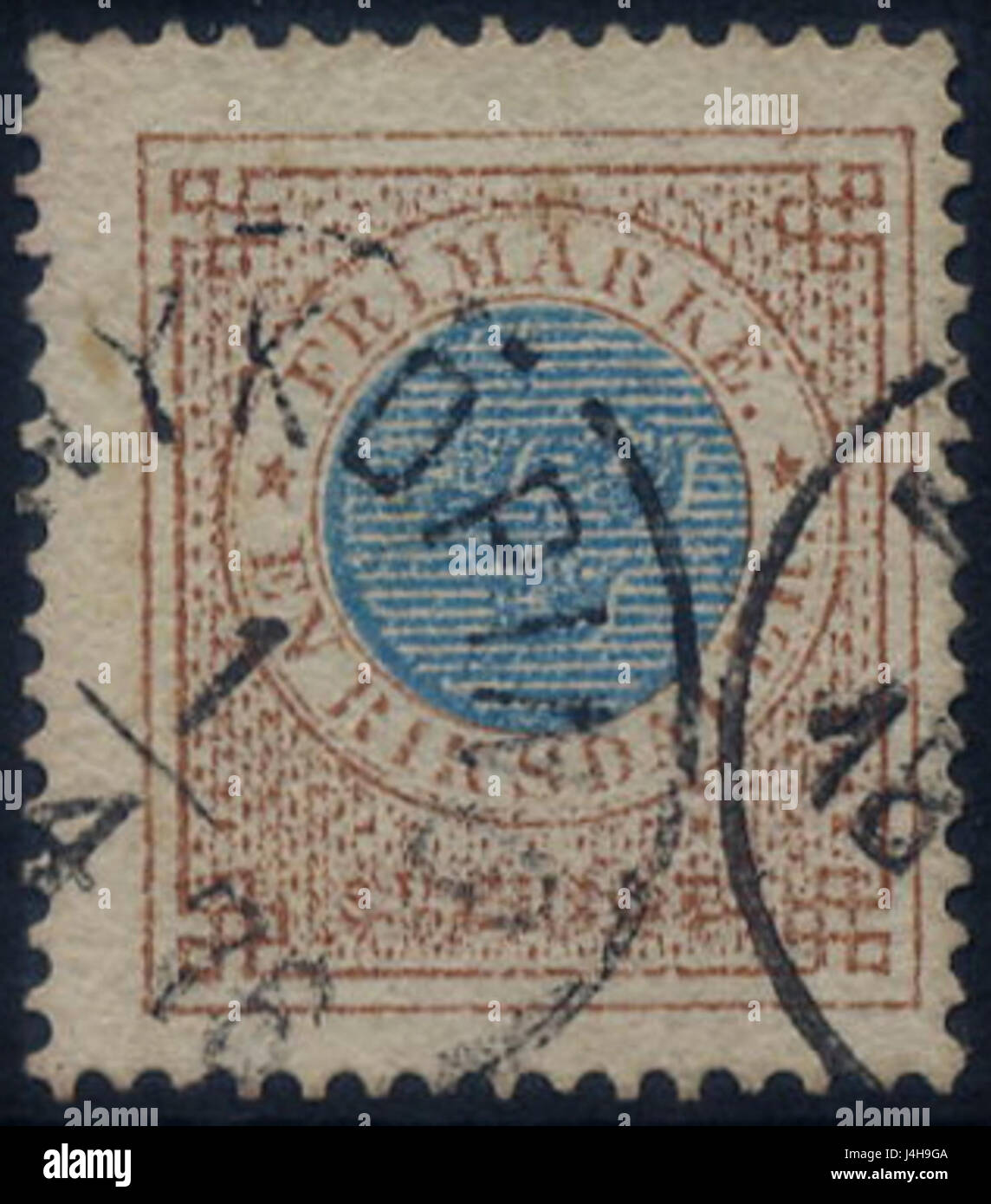 This stamp from Sweden, issued in 1872, is listed under Scott catalog ...