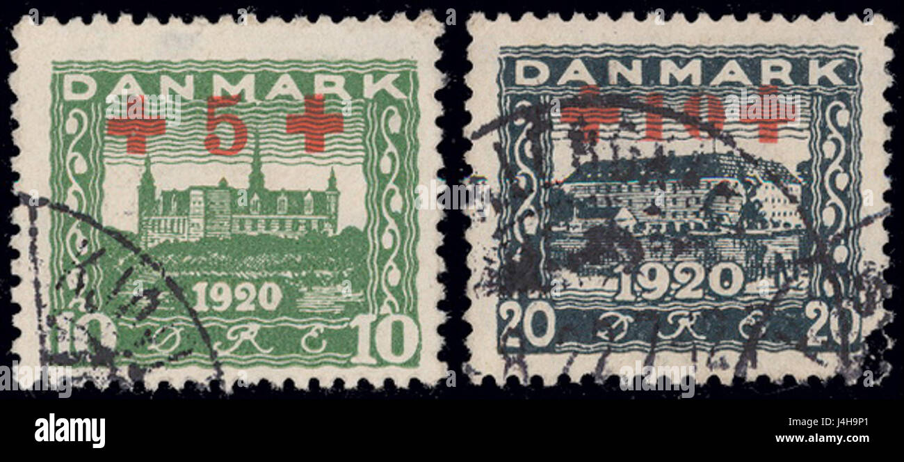 This set of Danish stamps from 1921, Michel catalog numbers 116 and 117 ...